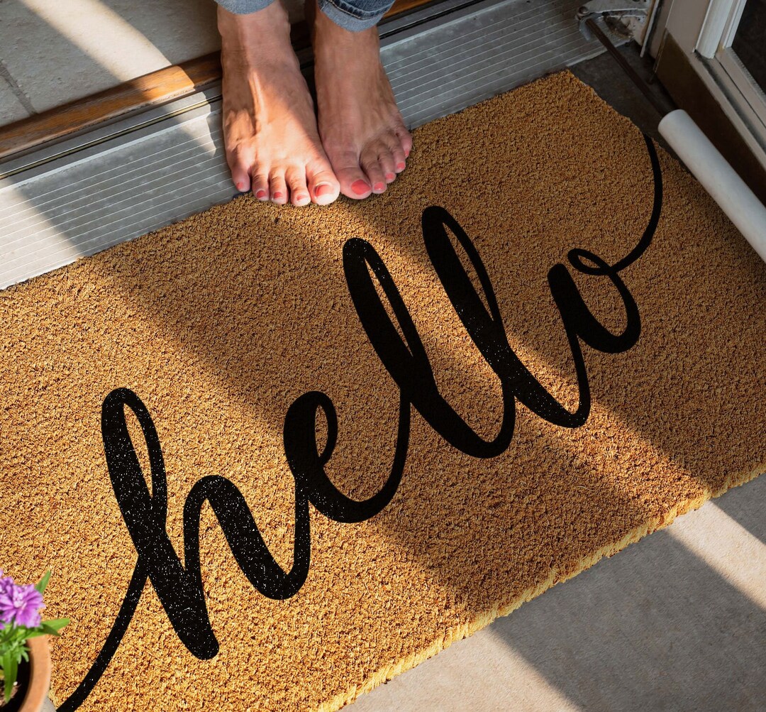 Coir Hello Door Mat | Doormat | Welcome Rug | Front Door Mat - Etsy