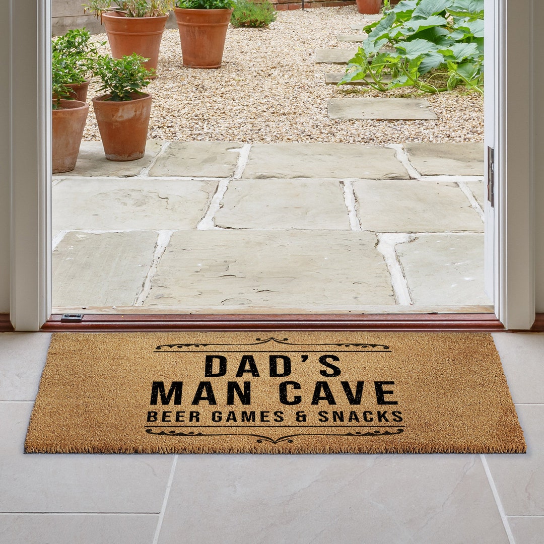 Large Door Mat | Dad's Man Cave Beer Games and Snacks |coir Door Mat ...