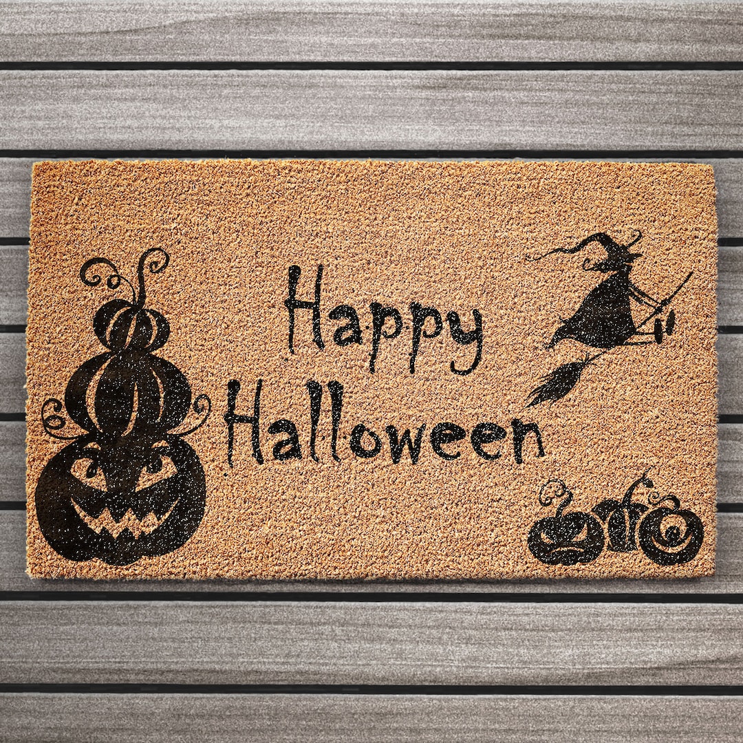 Coir Doormat With Happy Halloween | Door Mat | Welcome Rug | Pumpkin ...