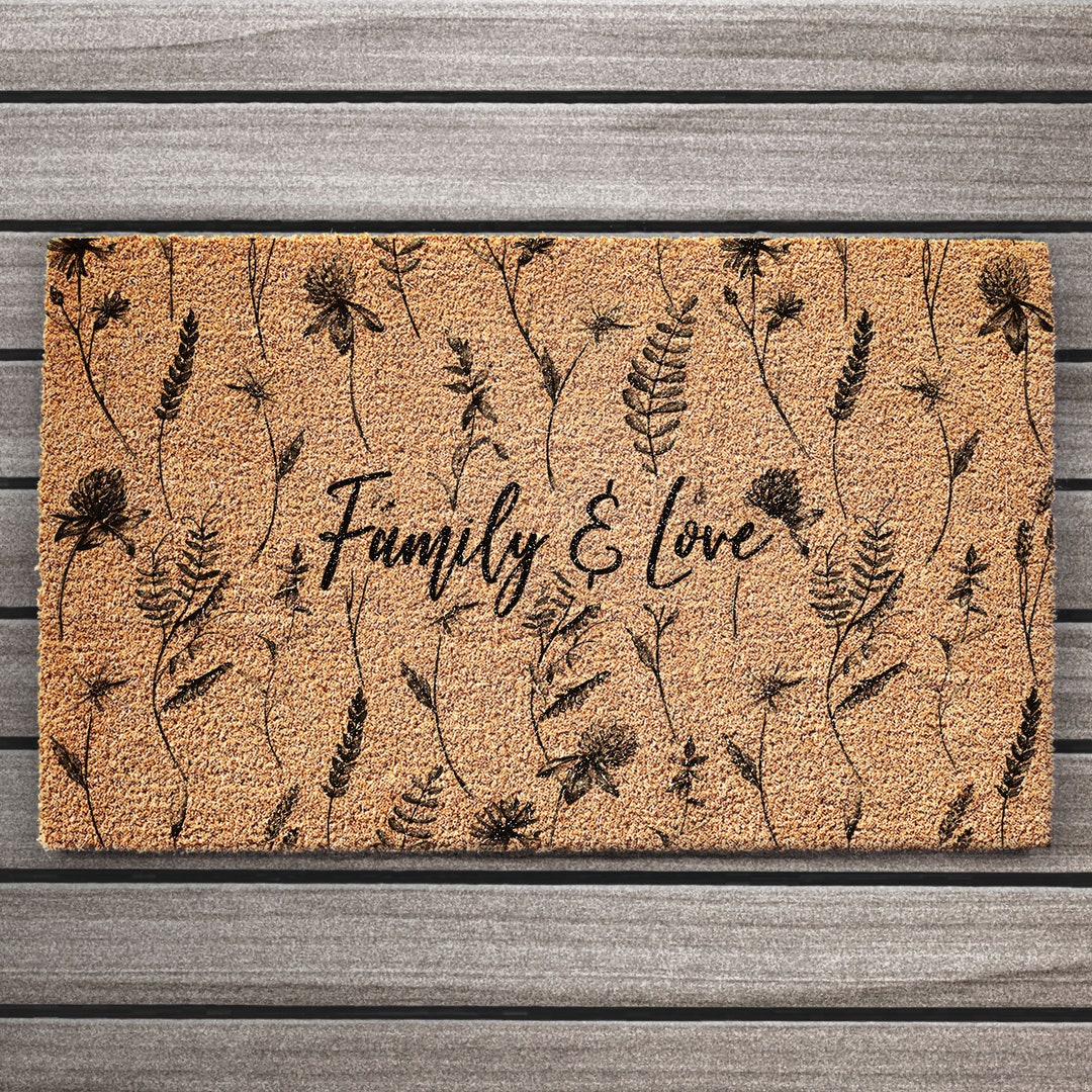 Custom Floral Doormat With Name | Flowers Print Mat | Personalised ...