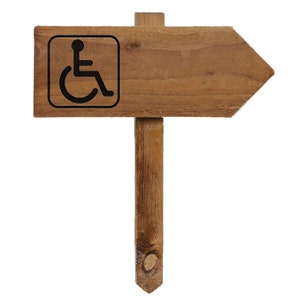 Wooden Sign | Stake for Garden | Outdoor Decoration | Toilet, Disabled ...