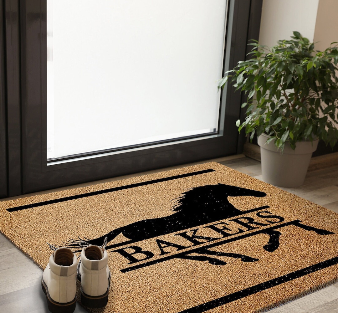 Large Custom Doormat With Horse and Name | Coir Door Mat | Personalised ...