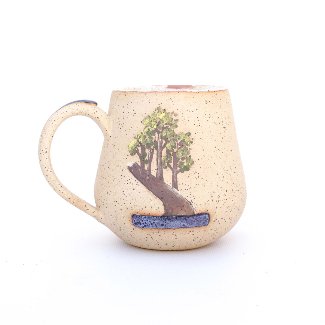 Raft Log Bonsai Tree Mug Hand Painted Wheel Thrown Stoneware - Etsy