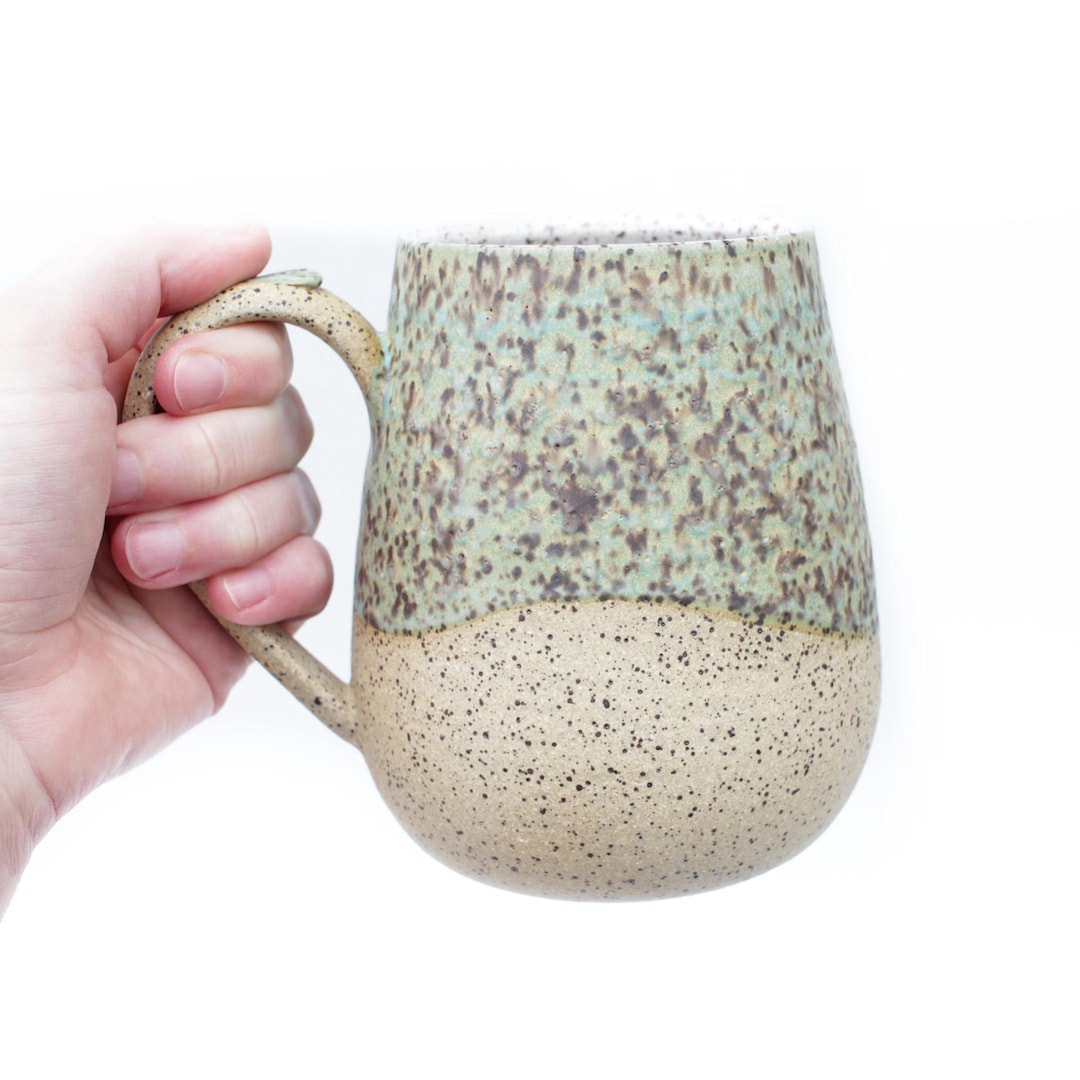 Handcrafted Speckled Turquoise L Ceramic Mug: Large 20oz Coffee Cup ...