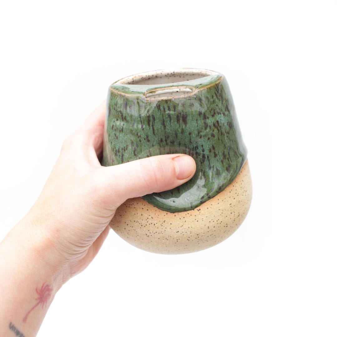 Forest Green Ceramic Cozy Sip Top Tumbler Cup | Texas Wheel Thrown ...