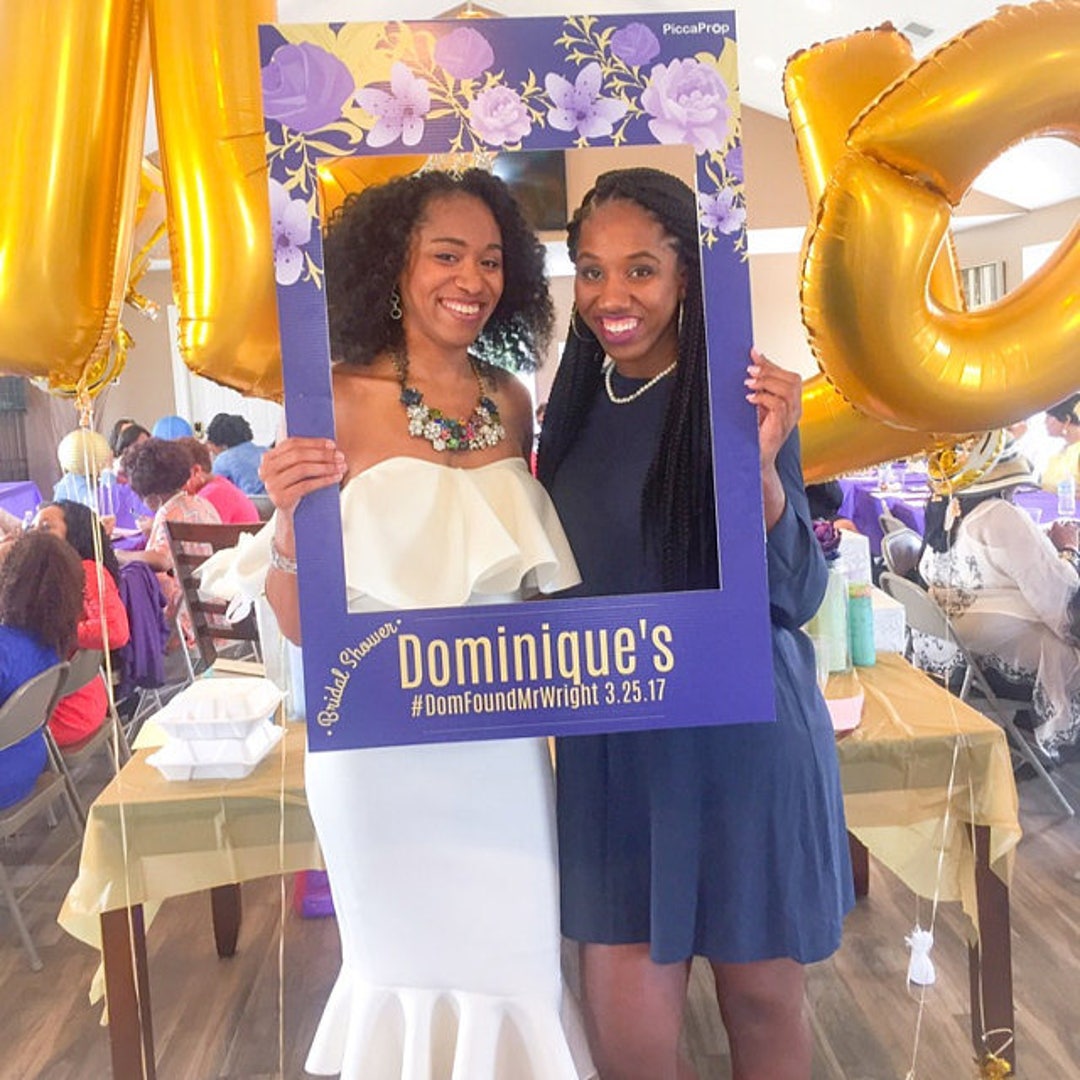 Bridal Shower Prop - Purple & Gold - Wedding Photo Prop - Floral Design ...