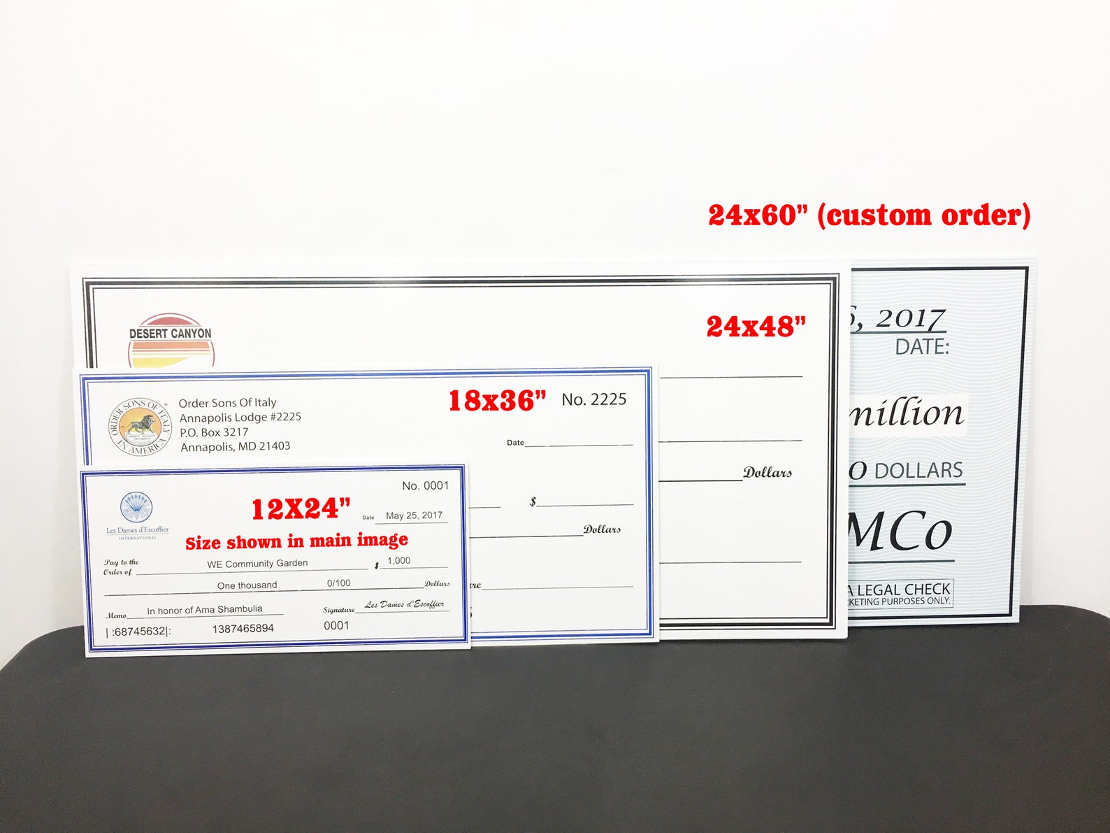 Giant Check DESIGN ONLY Template -oversize Check 12x24", 18x36" or ...