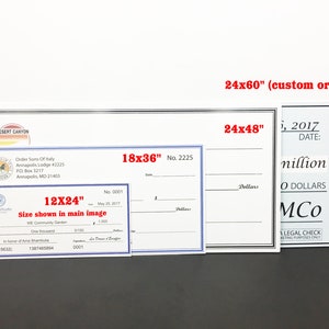 Giant Check DESIGN ONLY Template -oversize Check 12x24", 18x36" or ...