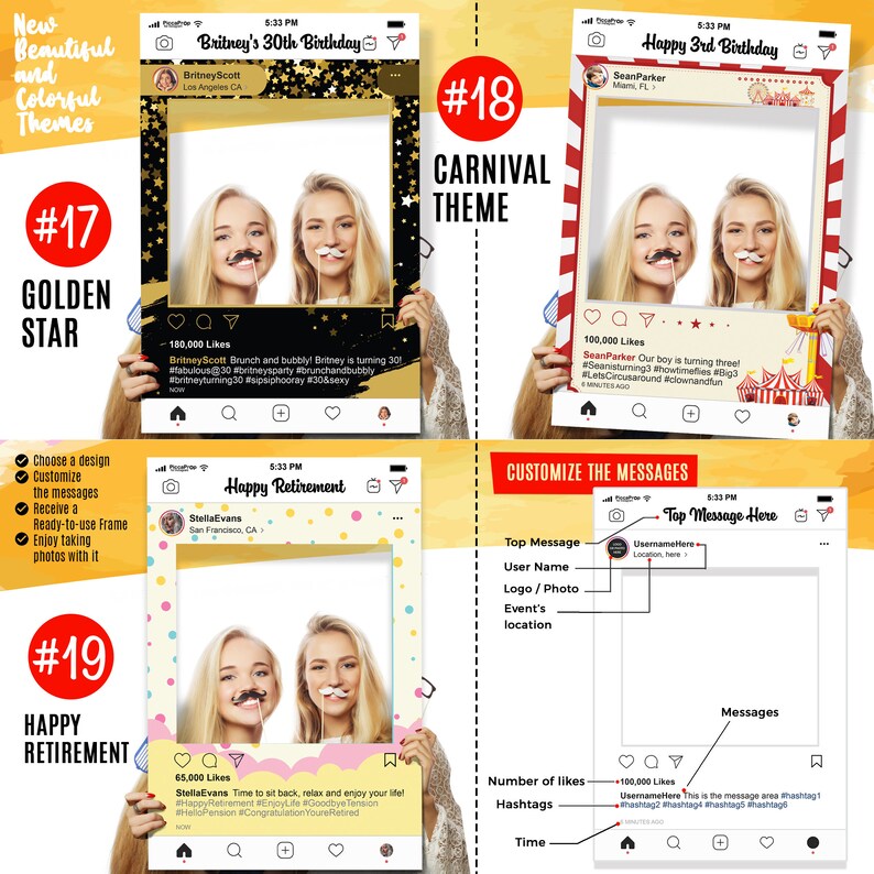 Instagram Frame Digital Design Only - Photo Booth Prop - Customized for ...