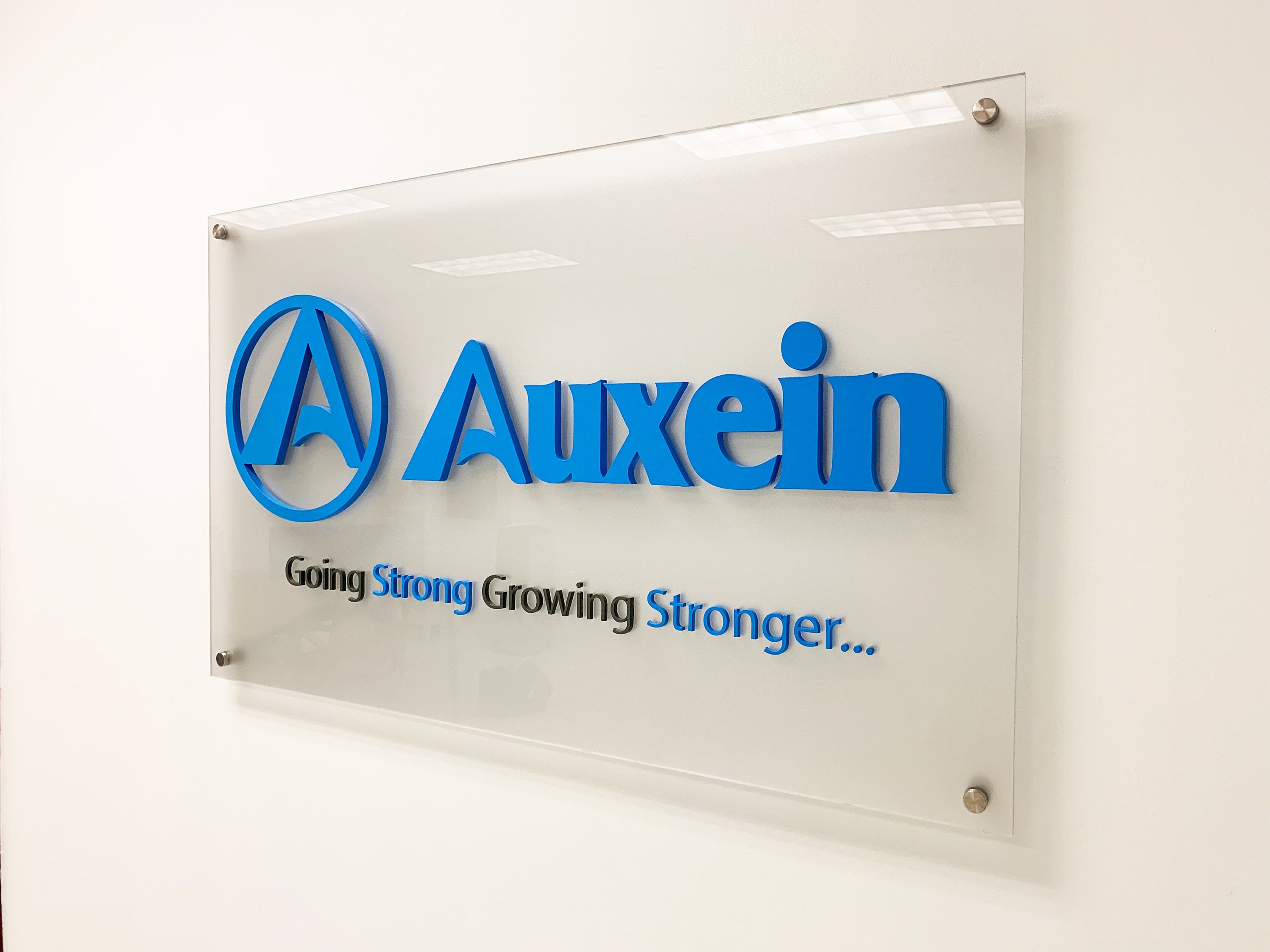 Clear Acrylic printed logo wall sign with metal standoff | Etsy