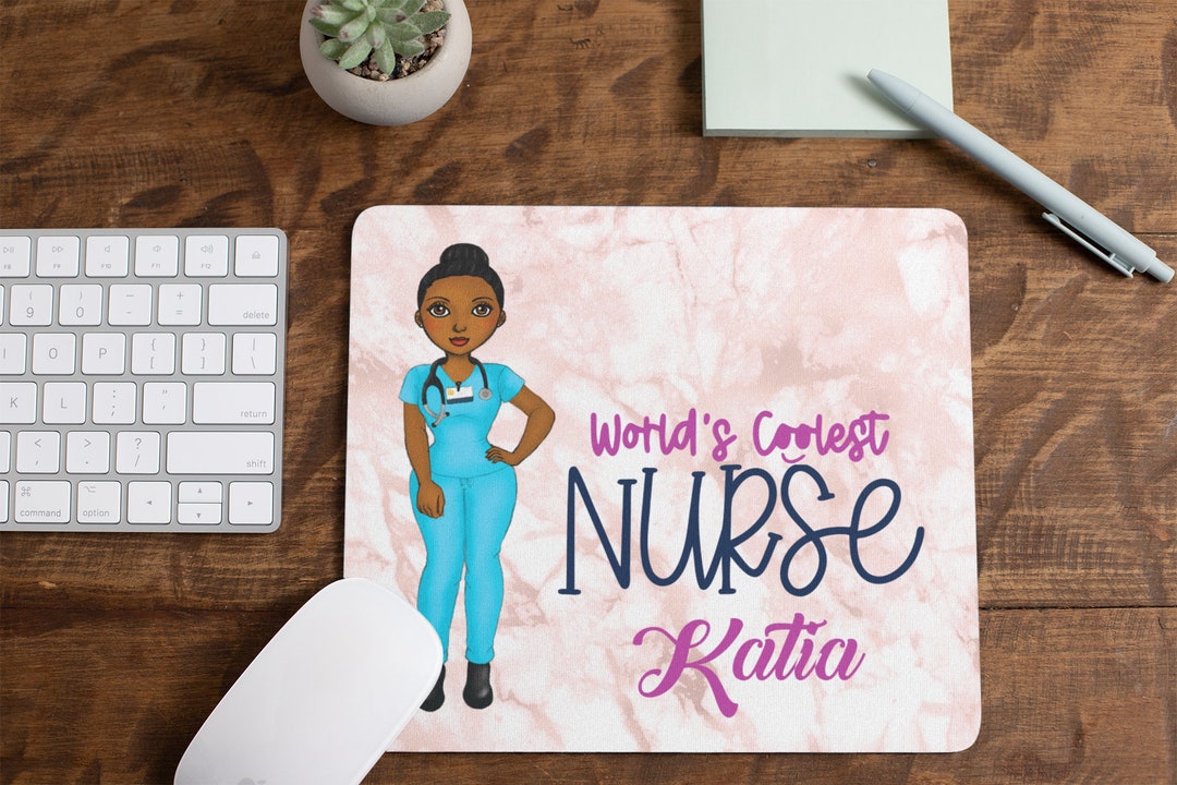 Personalized Black Nurse Mouse Pad - Black Girl Magic - Curly Natural ...