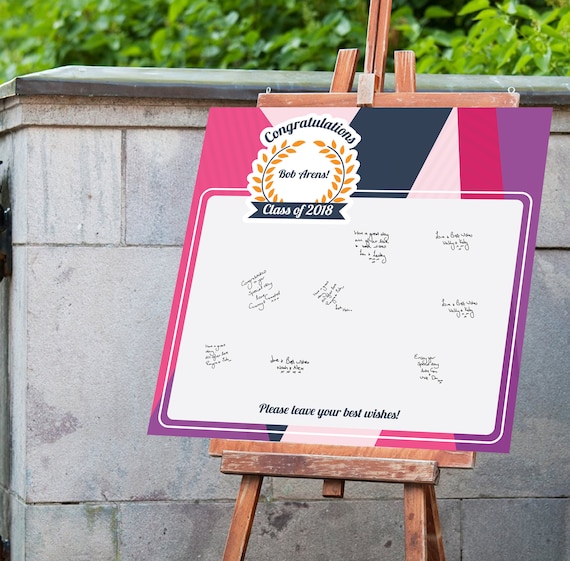 Graduation Sign in Board - Custom Signature Board, Guest book sign or ...