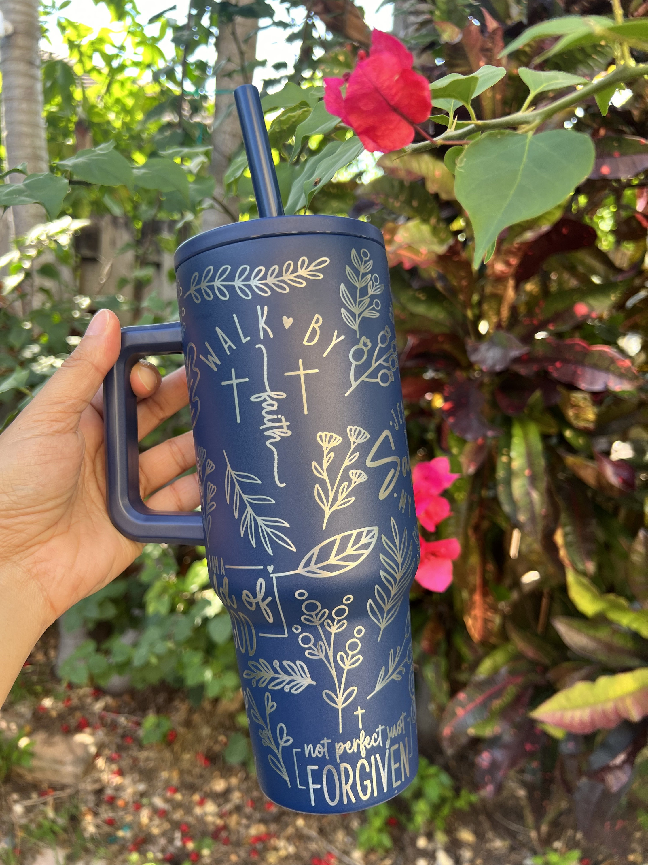 40oz Tumbler Christian, Faith Tumbler, Christian Tumbler With Handle ...