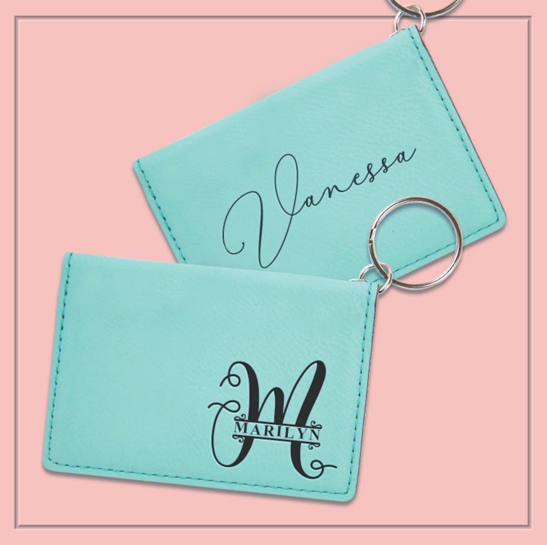Personalized Keychain Wallet ID Holder, Customized ID Key Chain Wallet ...