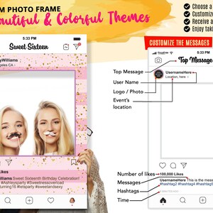 Sweet 16 Decoration Birthday Photo Booth Frame Instagram Frame Photo ...