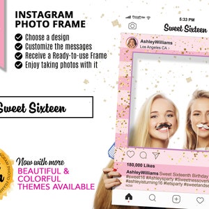Sweet 16 Decoration - Birthday Photo Booth Frame - Instagram Frame ...
