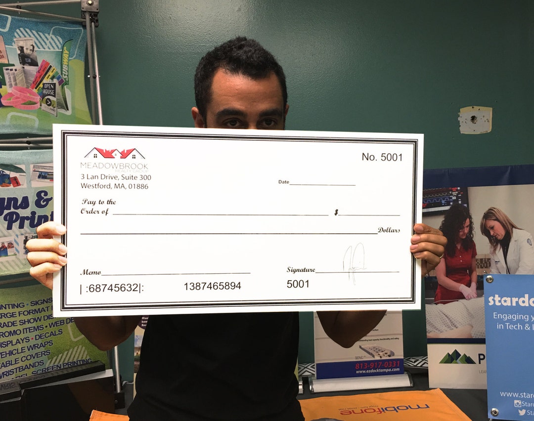 Giant Checks Fully Printed - Oversize Fake Cheque - Novelty Oversized ...