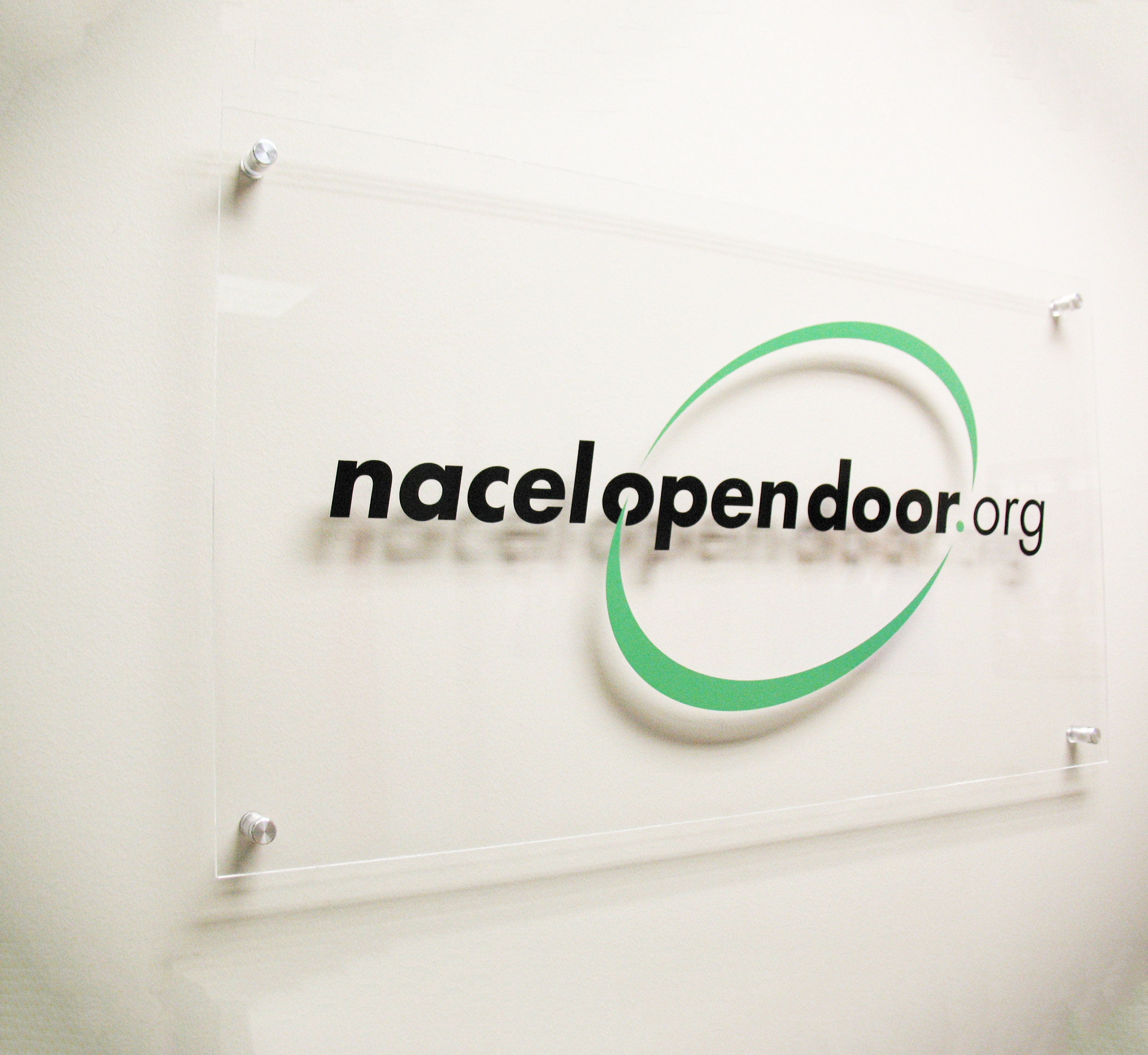 Clear Acrylic printed logo wall sign with metal standoff | Etsy