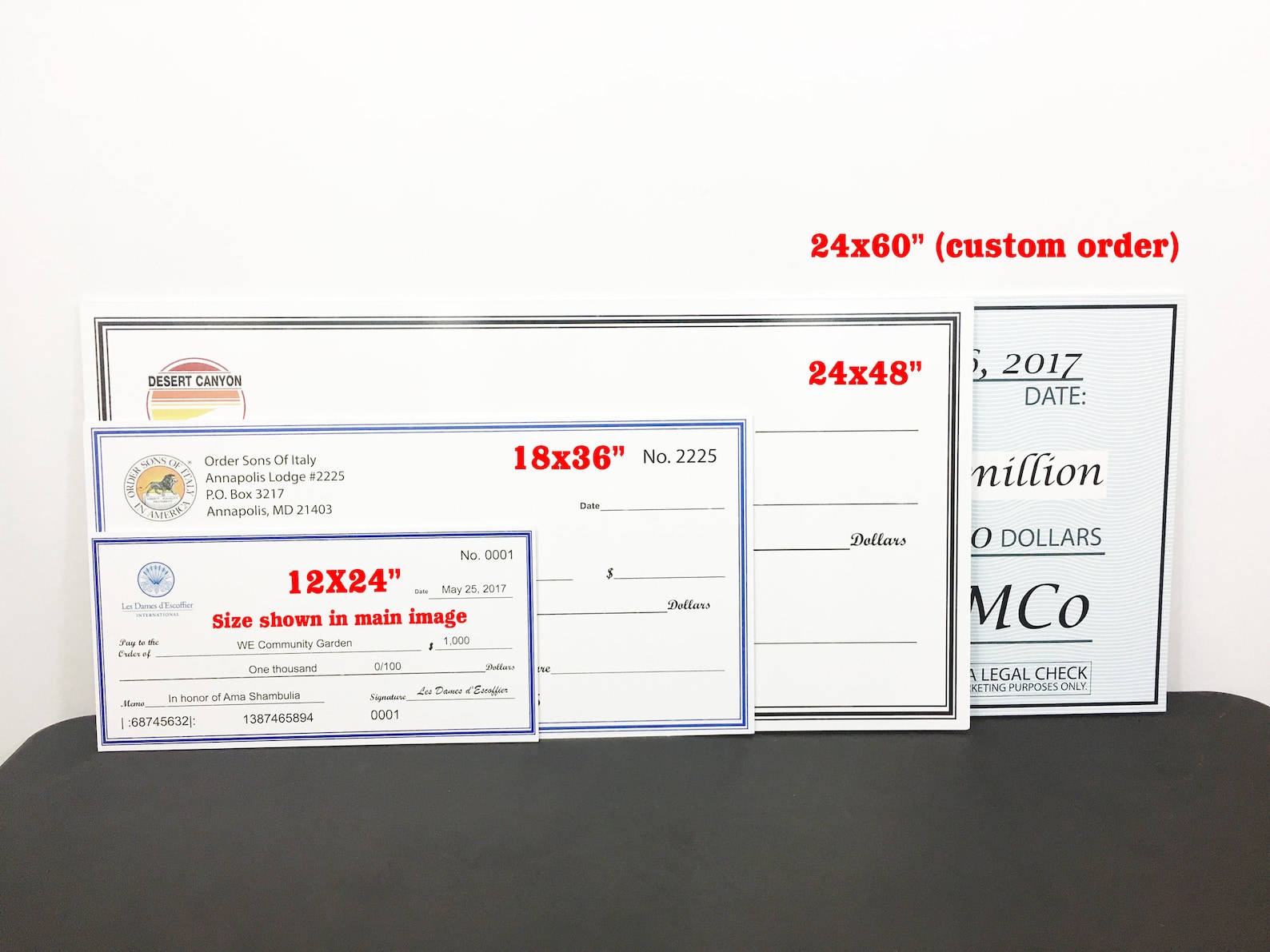 Cheques gigantes personalizados-cheques de gran tamaño de | Etsy