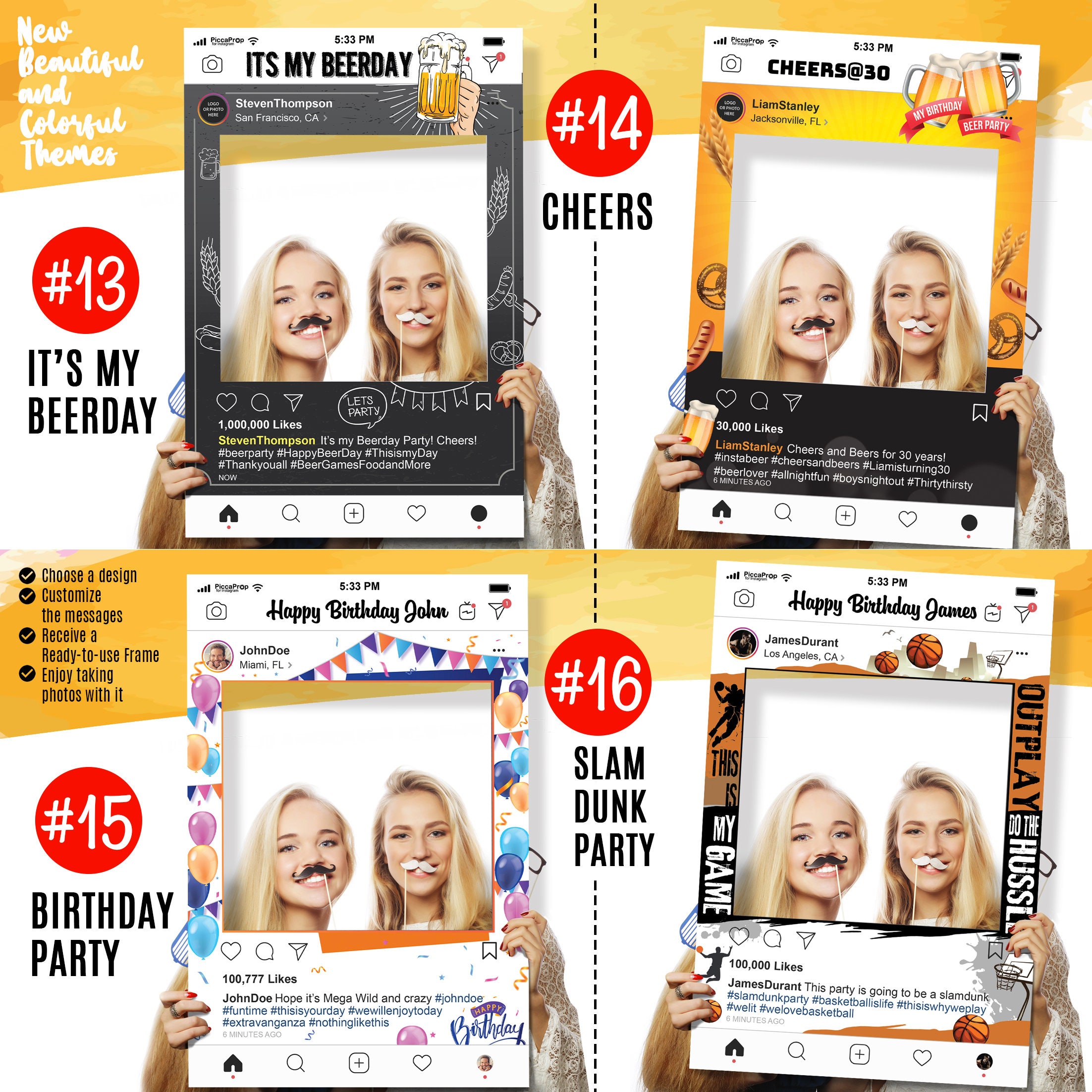Personalized Social Media Frame, Selfie Photo Booth Prop - Etsy UK