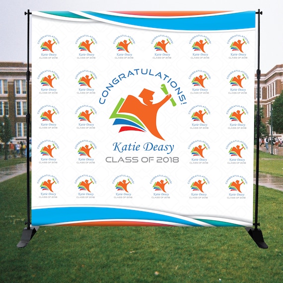 Graduation step and repeat backdrop banner 8x8' with hardware - Photo ...