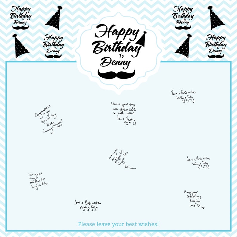 Mens Birthday Sign in Board Custom Signature Board Guest - Etsy