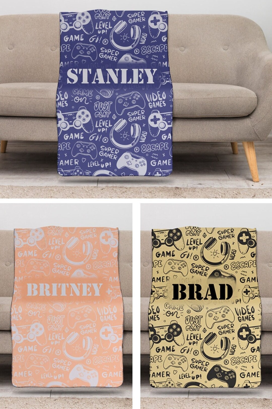 Personalized Gamer Blanket Gifts for Gamers Fleece Blanket - Video Game ...