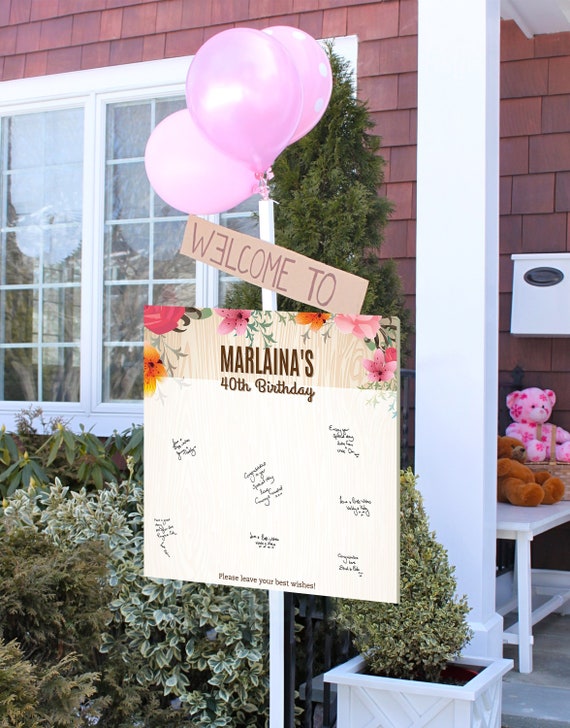 Floral Bridal Shower Sign in Board - Custom Signature Board, Guest book ...