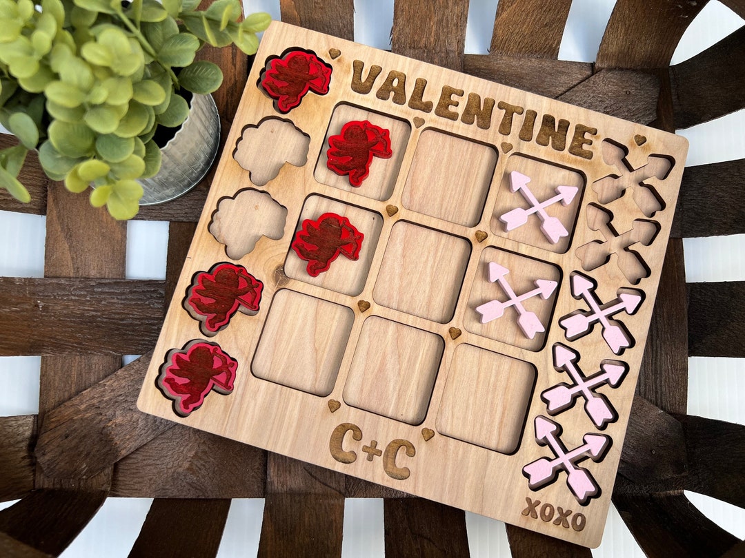 Personalized Valentine Tic Tac Toe Board Game, Galentine's Gift, Wooden ...