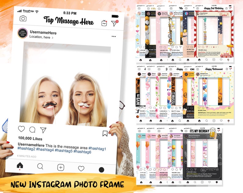 Instagram Frame Digital Design Only - Photo Booth Prop - Customized for ...