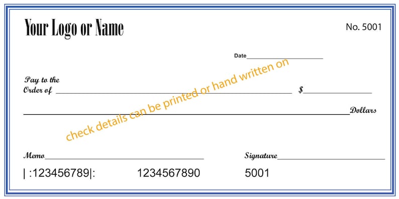 Giant Check Fake Oversize Check Novelty Check printed - Etsy