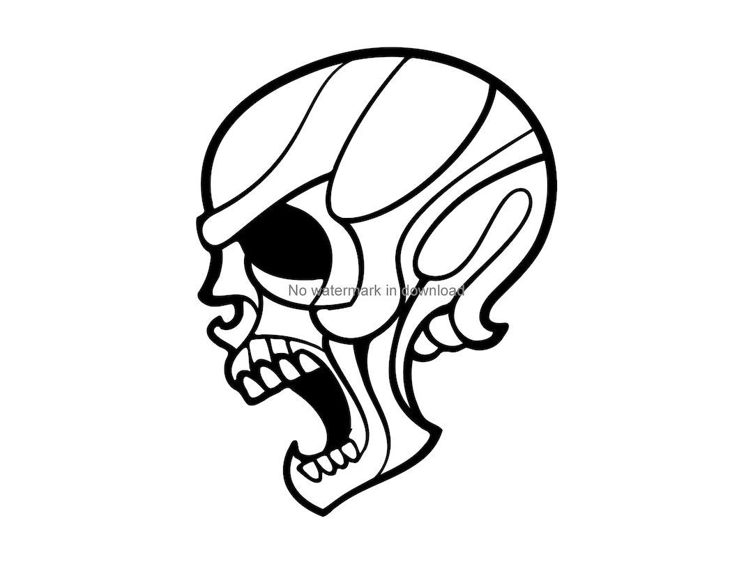 Skull Dxf Files,skull Svg Cut Files, Skull Svg File, Skull Printable ...