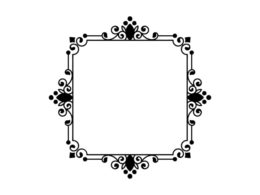 Floral Swirl Frame SVG: Monogram Border Cutting File (digital Download ...