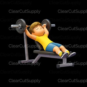 Cartoon Bench Press PNG Characters Clipart for Instant Download - Fun ...