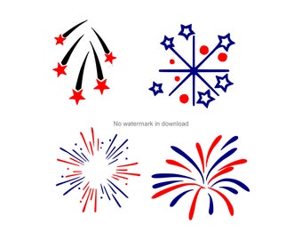 Glitter Fireworks Clipart 4th of July Digital Stickers - Etsy