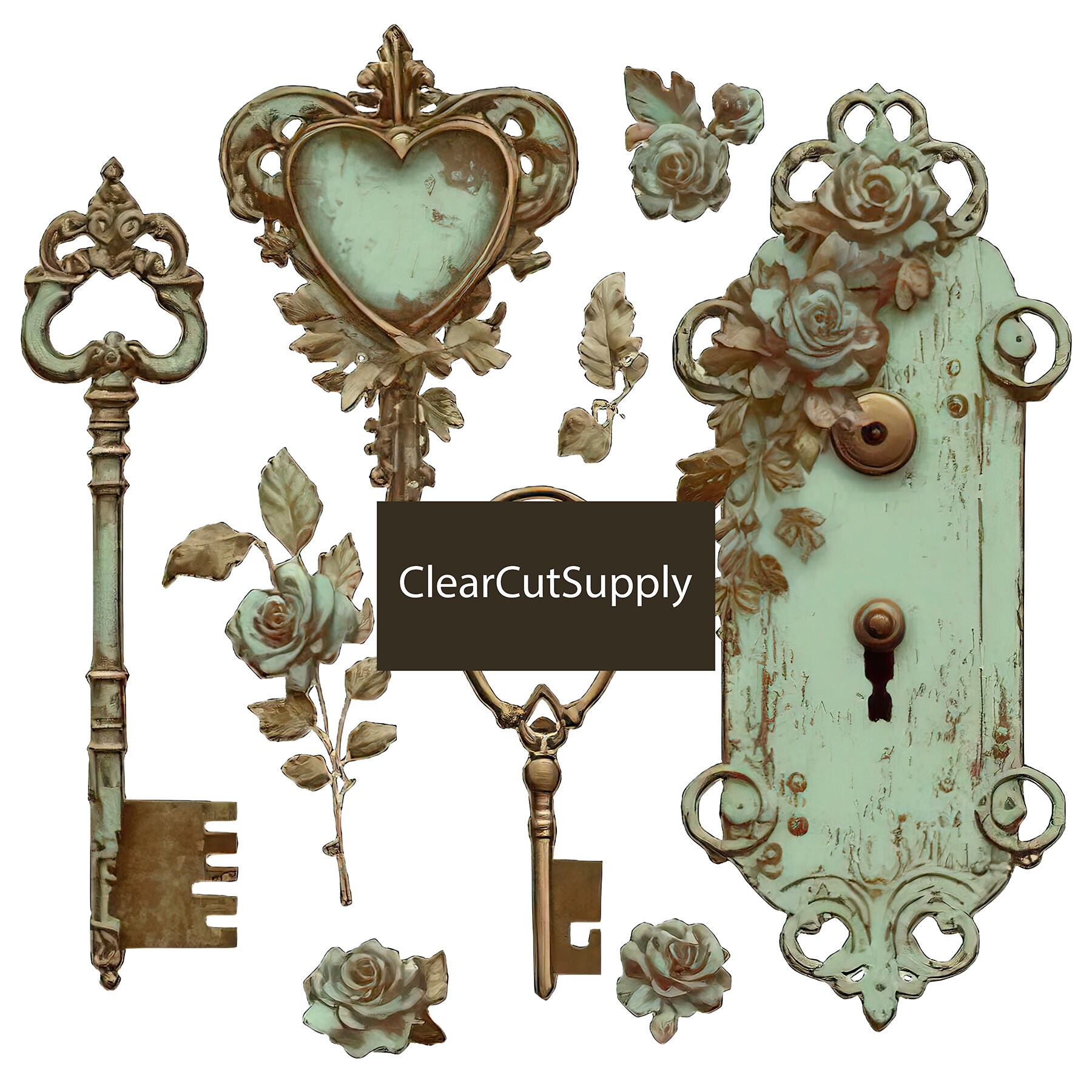 Vintage Lock and Key PNG Graphics for Scrapbooking - Etsy