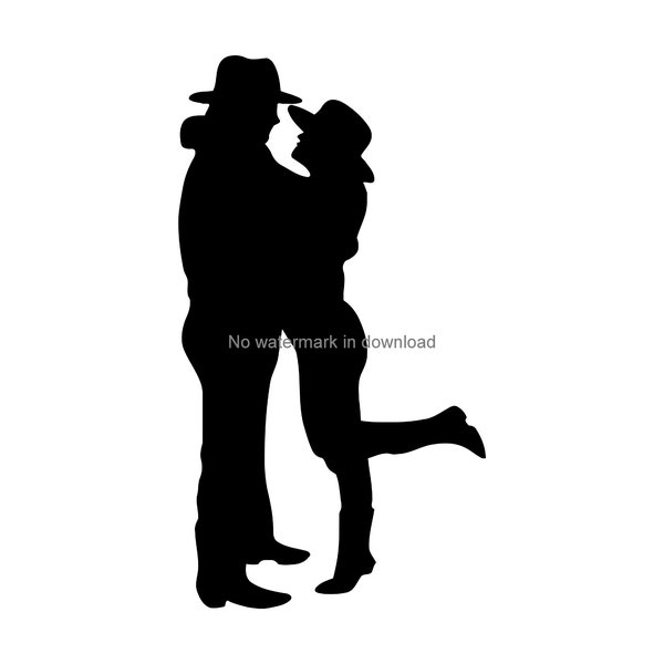 Western Couple Silhouette Clipart - Etsy