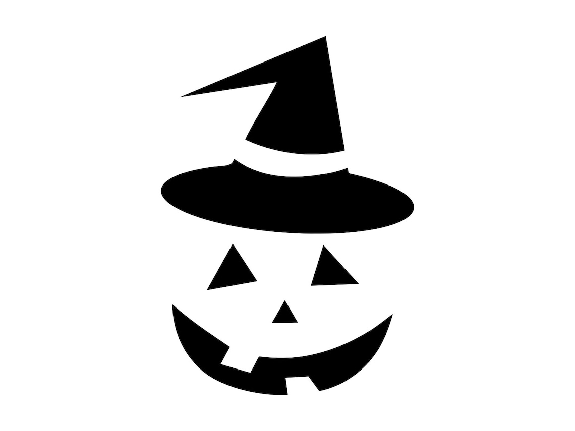 Witch Hat Jack O Lantern SVG: Halloween Pumpkin Carving Stencil ...