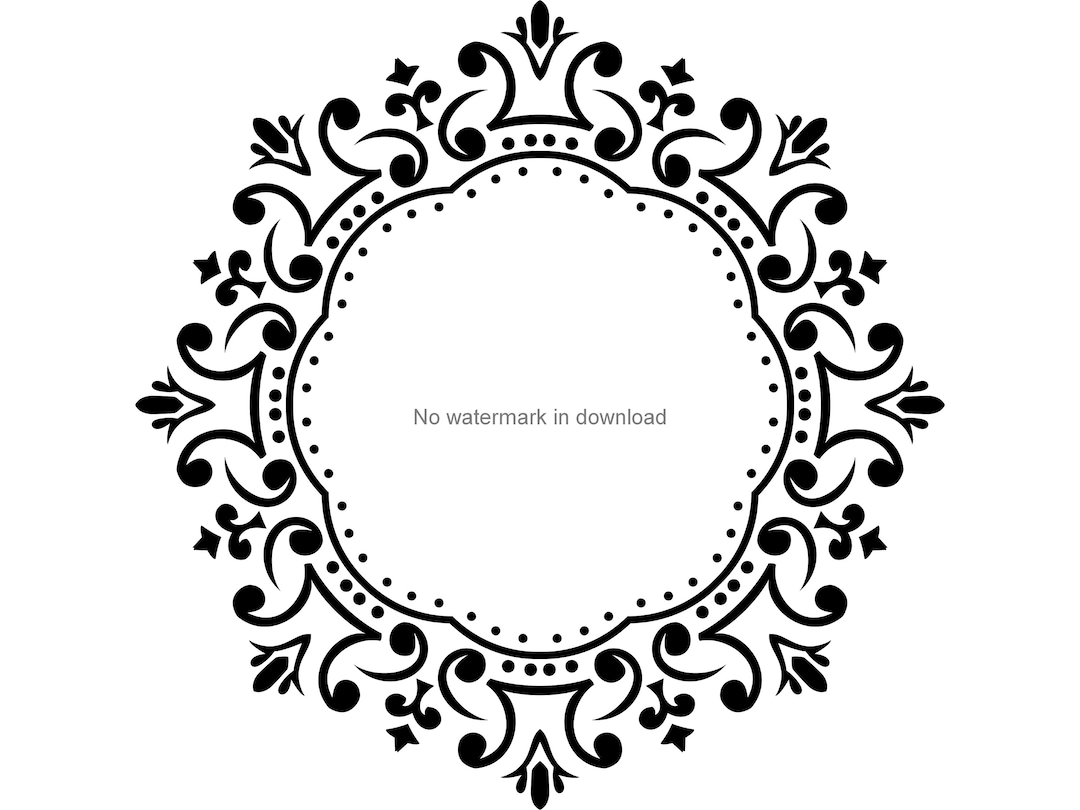 Ornate Round Frame Clipart SVG DXF PNG (digital Download) - Etsy