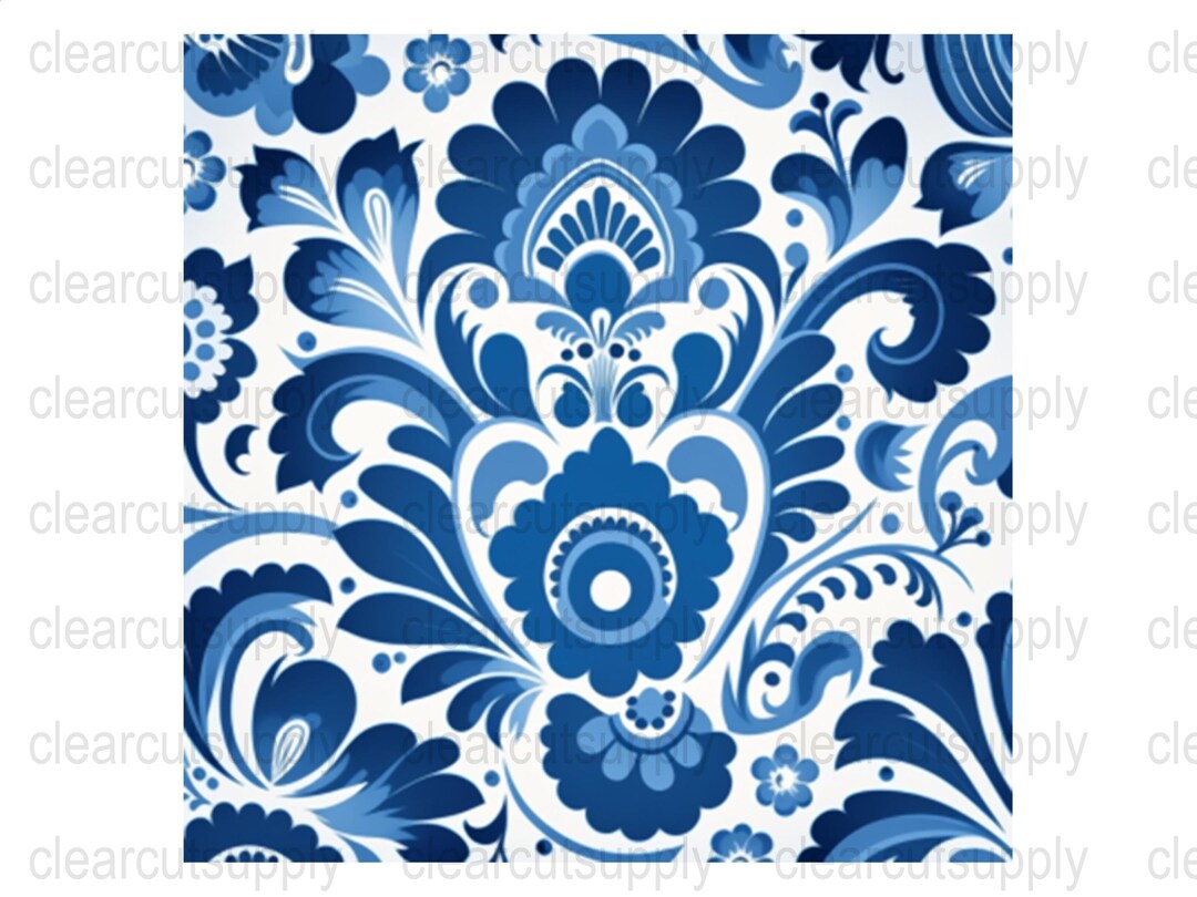 Blue Gzhel Pattern Background: Immerse Yourself in the Beauty - Etsy