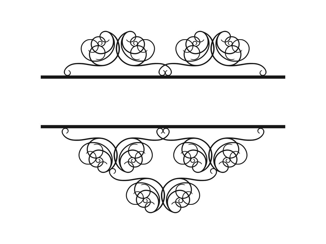 Split Name Border Svg, Flourish Heart Frame Svg, Swirl Monogram Cutting ...