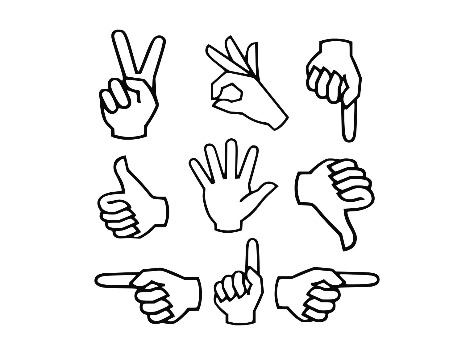 Hand Signs Svg Finger Gestures Silhouette Cutting File Clipart | Etsy
