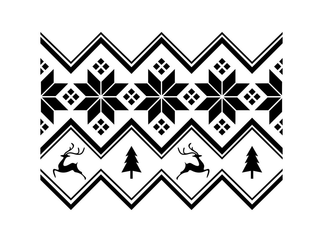 Nordic Christmas Pattern SVG: Snowflake, Reindeer, Tree (digital ...