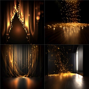 Shimmering Black and Gold Lighted Backdrop Digital Set 2 - Etsy