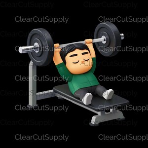 Cartoon Bench Press PNG Characters Clipart for Instant Download - Fun ...