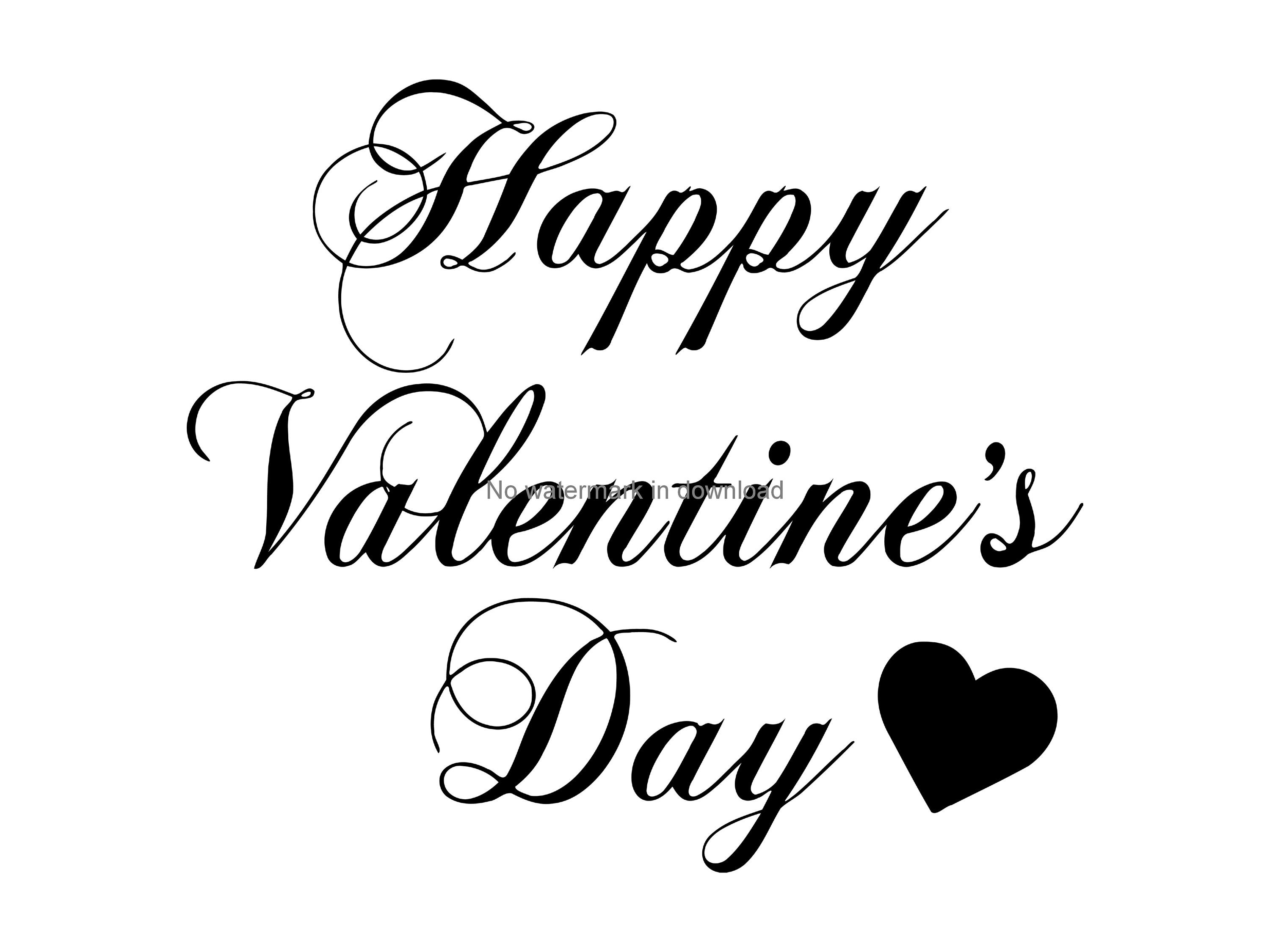Happy Valentines Day Black And White Clip Art