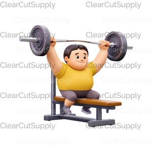 Cartoon Bench Press PNG Characters Clipart for Instant Download - Fun ...