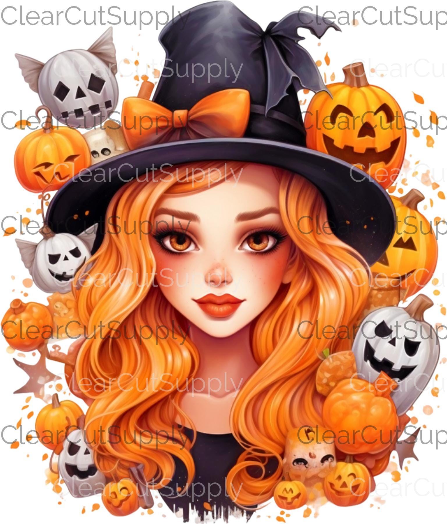 Whimsical Witches Clipart Collection - Halloween Pumpkin Illustrations ...