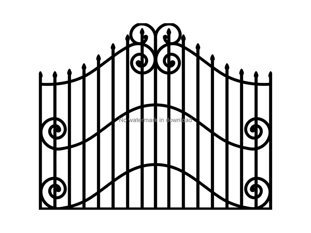 Gate Svg Clip Art, Fence Digital Cut File, Gate Dxf, Gate Vinyl Cut ...