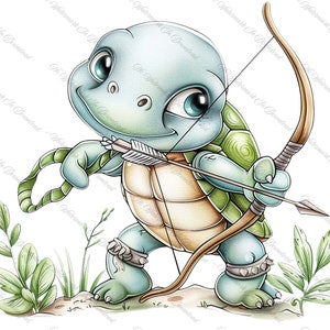 10 PNG Cartoon Turtle Clipart, Baby Turtle Archery Art, Printable ...